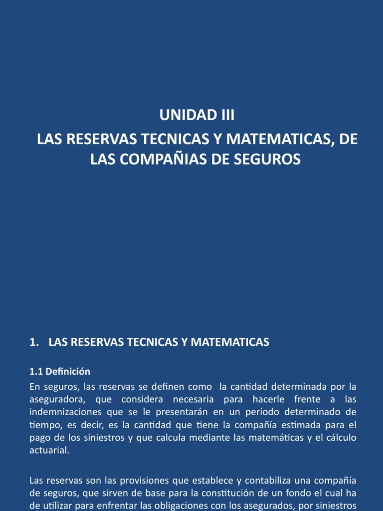 Las Reservas Tecnicas y Matematicas de Las Sociedades de Seguros | PDF