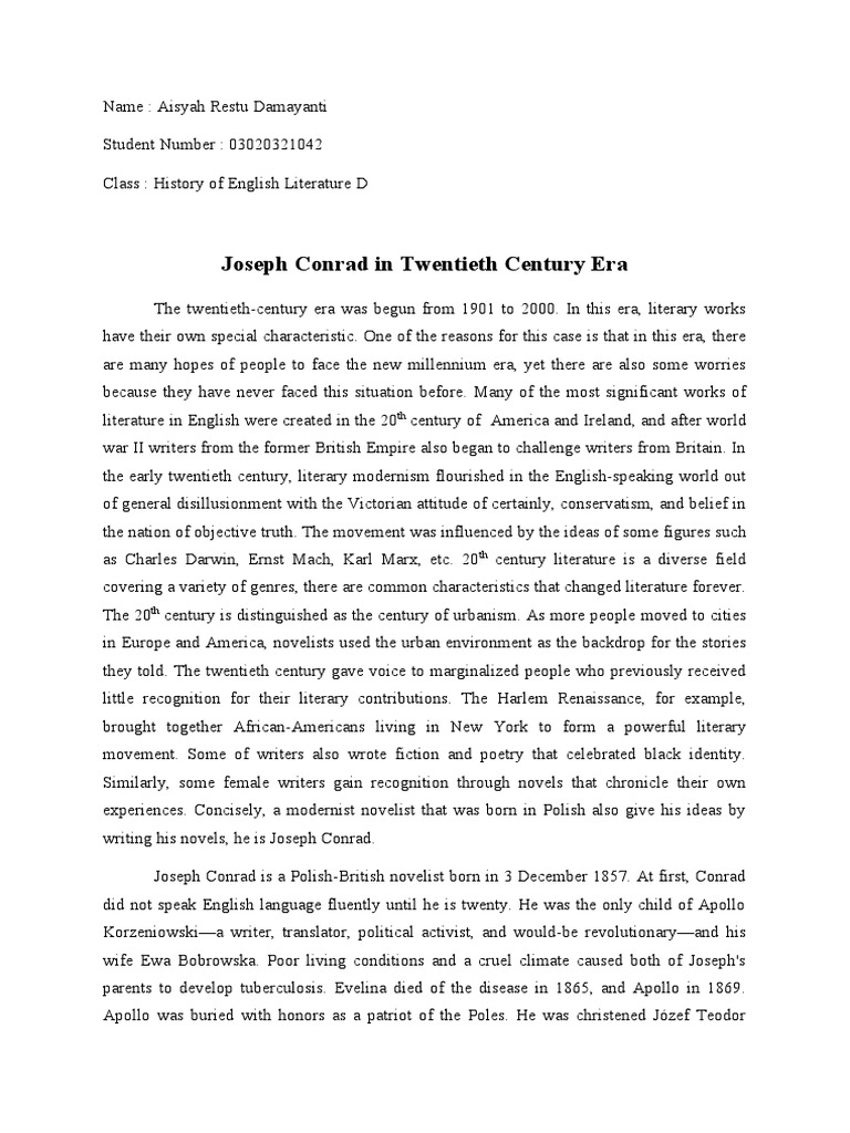 History of English Literature | PDF | Joseph Conrad | Lord Jim