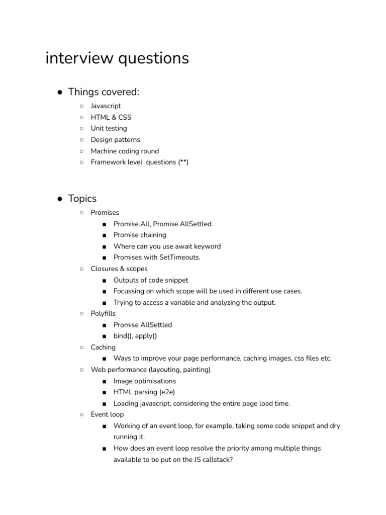 FE Interview Questions | PDF | Computers