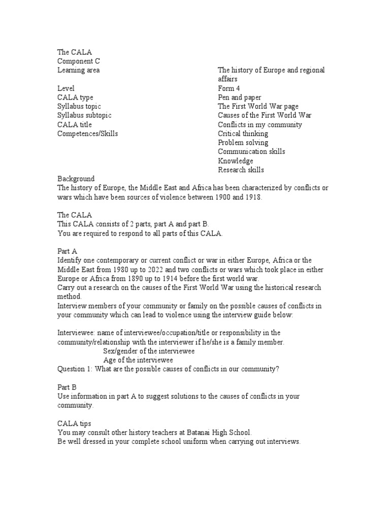 The CALA Component C Form 4 | PDF