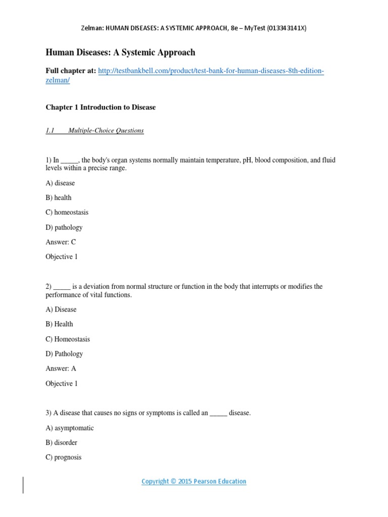 Test Bank for Human Diseases 8th Ed. | PDF | Physical Examination ...