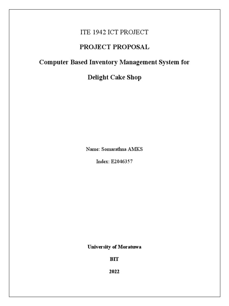 ICT Project Proposal | Download Free PDF | Cupcake | Inventory