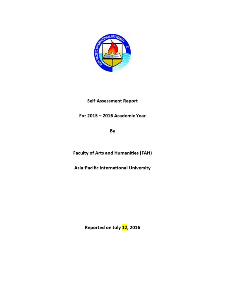 Faculty Self-Assessment Report 2015-16 Revised After July 12 Assessment | PDF