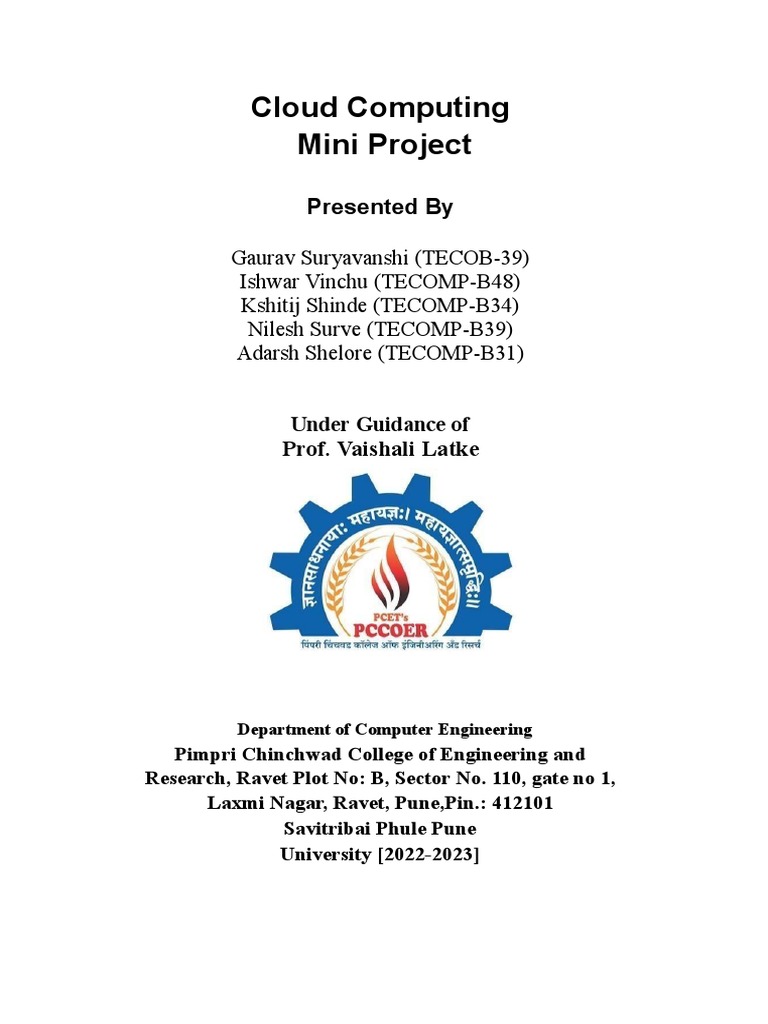 CC MINI Project | PDF | Cloud Computing | Mobile App