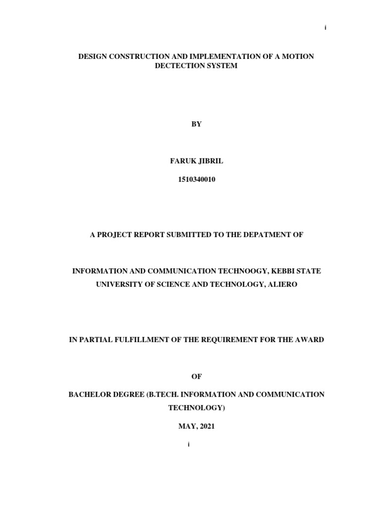 Design And Implementation Of Motion Detector With Alarm System Pdf