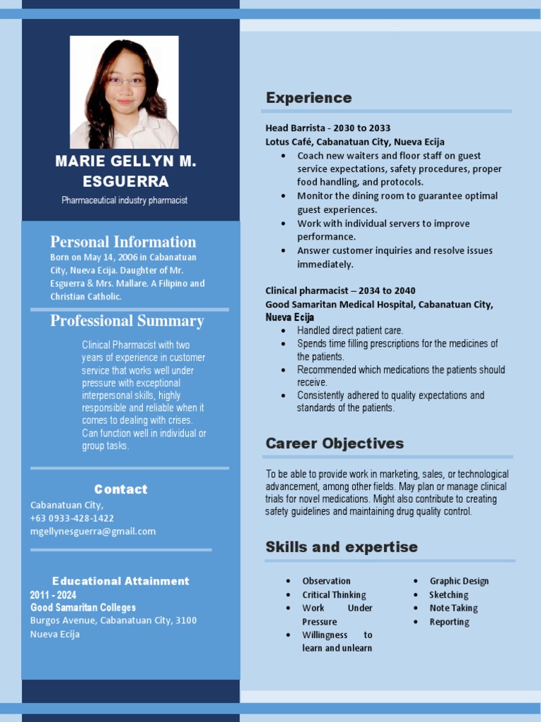 Resume Marie Gellyn Esguerra 11stem3 | PDF