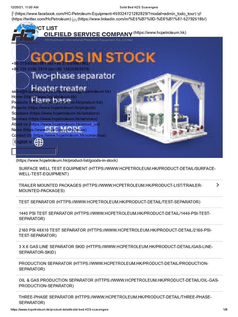 Solid Bed H2S Scavengers | PDF | Valve | Materials