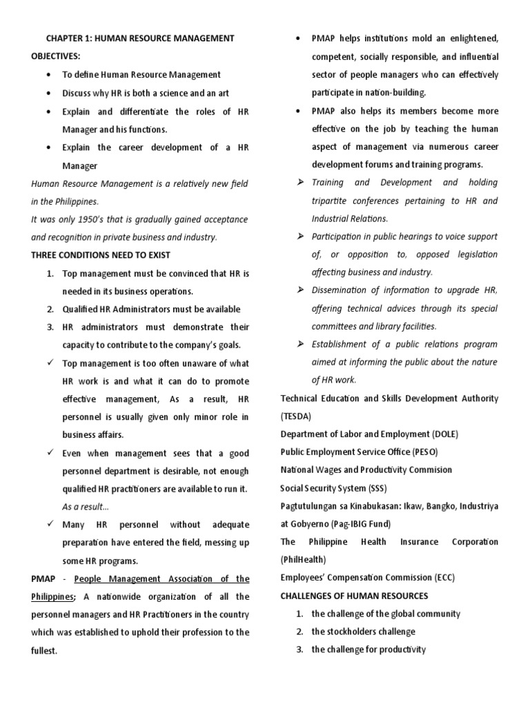 Chapter 1: Human Resource Management Objectives | PDF | Human Resources | Recruitment