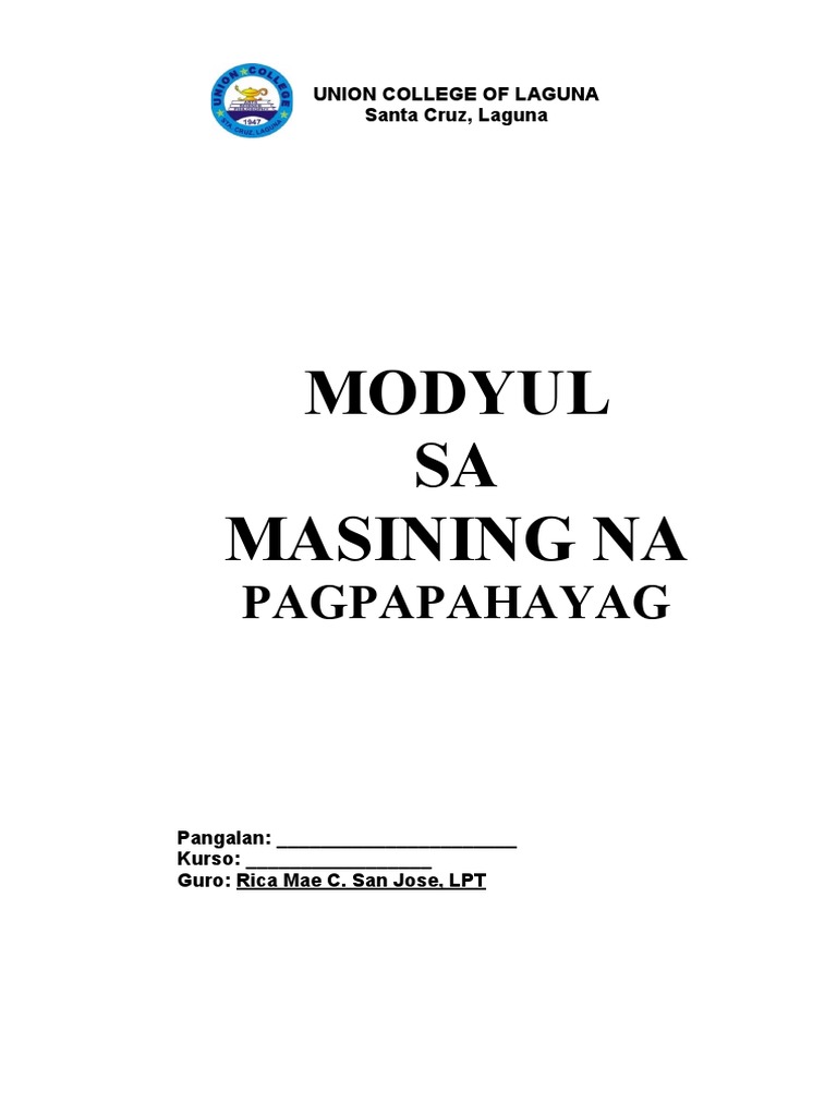 Module - Masining Na Pagpapahayag | PDF