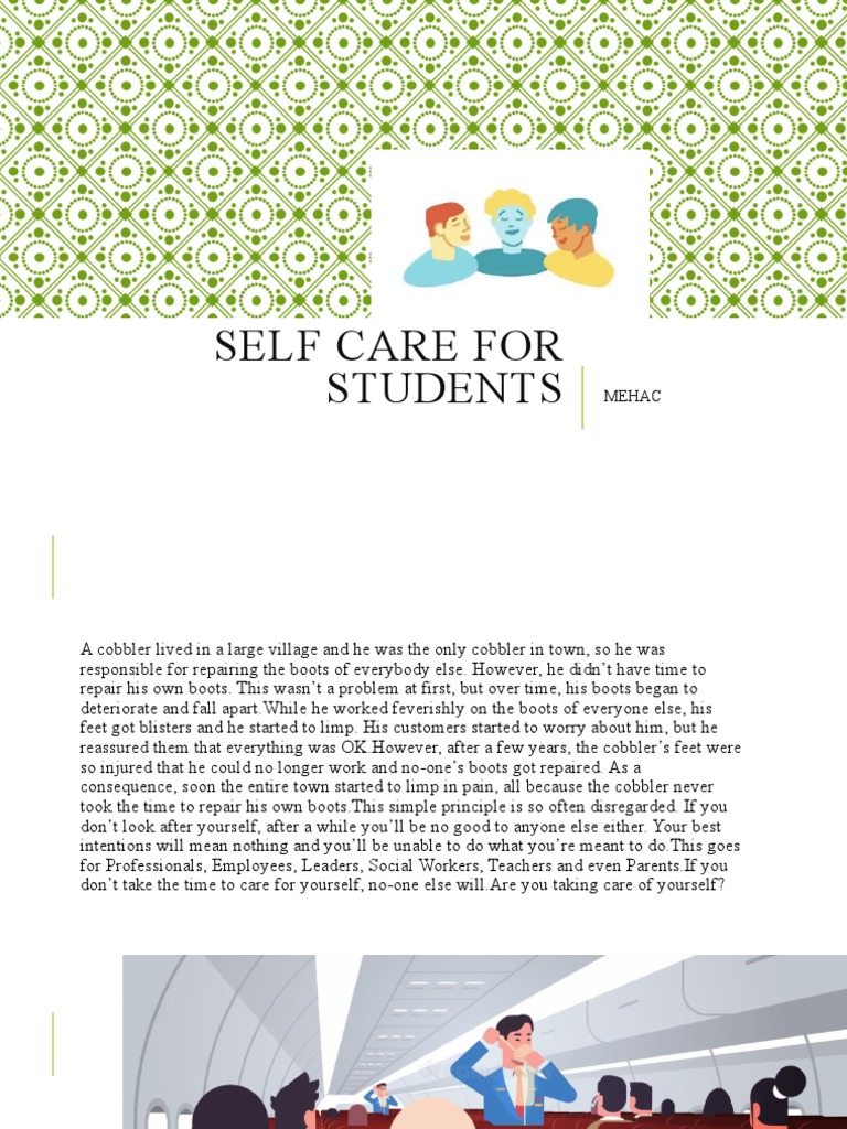 Self Care For Students PPT First Draft | PDF | Chronic Condition | Self ...