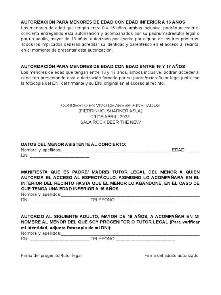 Autorización de Menores | PDF