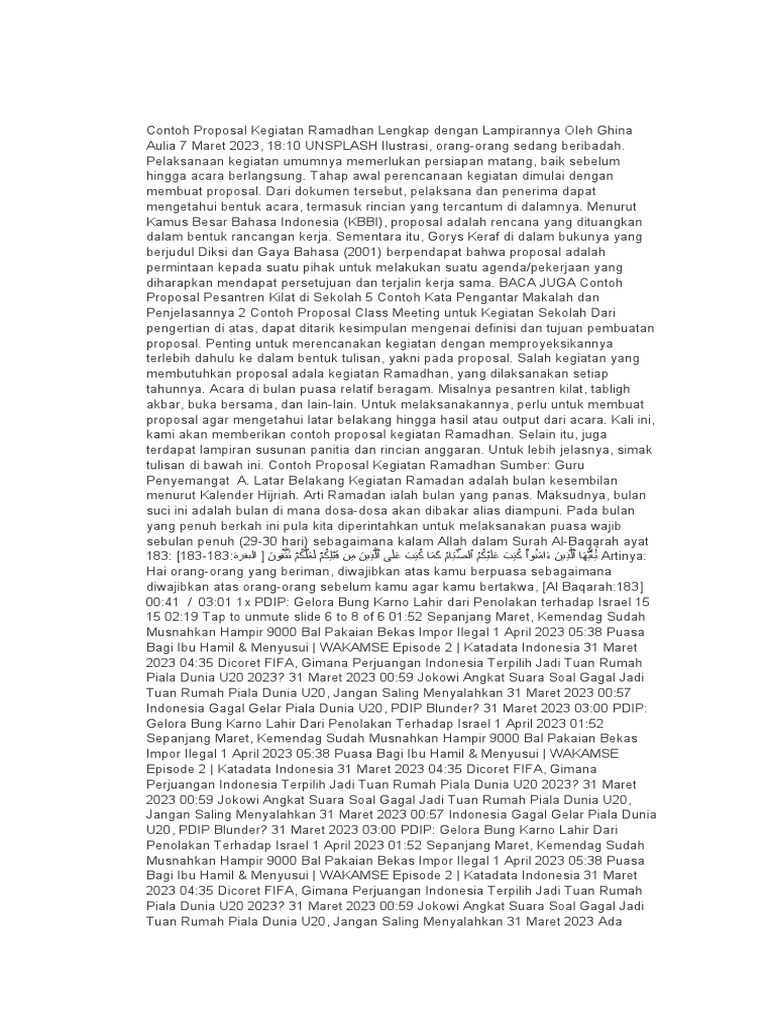 Contoh Proposal Kegiatan Ramadhan Lengkap Dengan Lampirannya Oleh Ghina ...