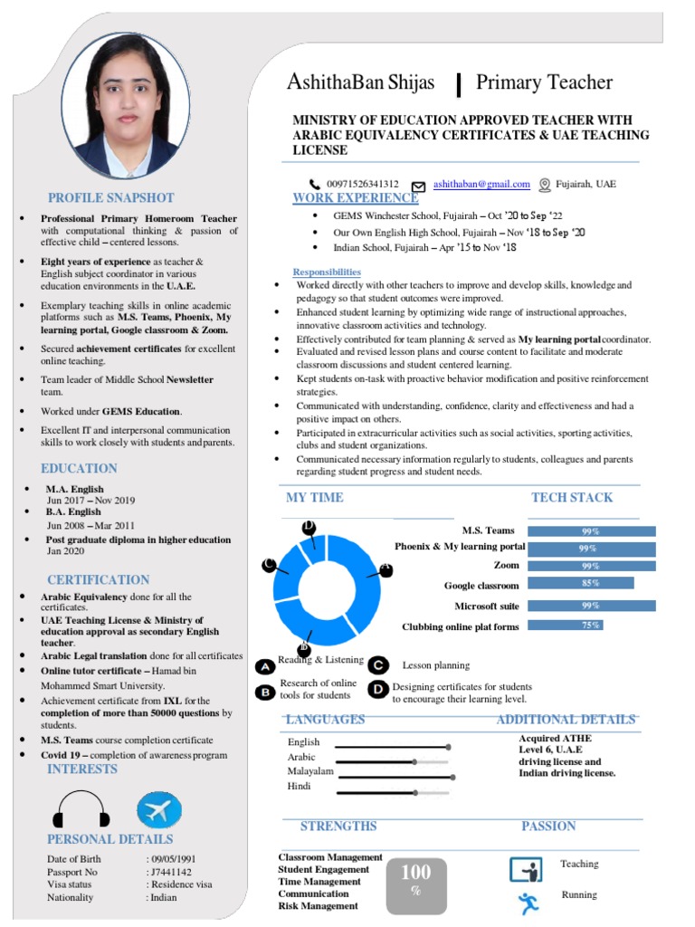 resume-covering letter-arabic equivalency-moe approval-teaching license ...