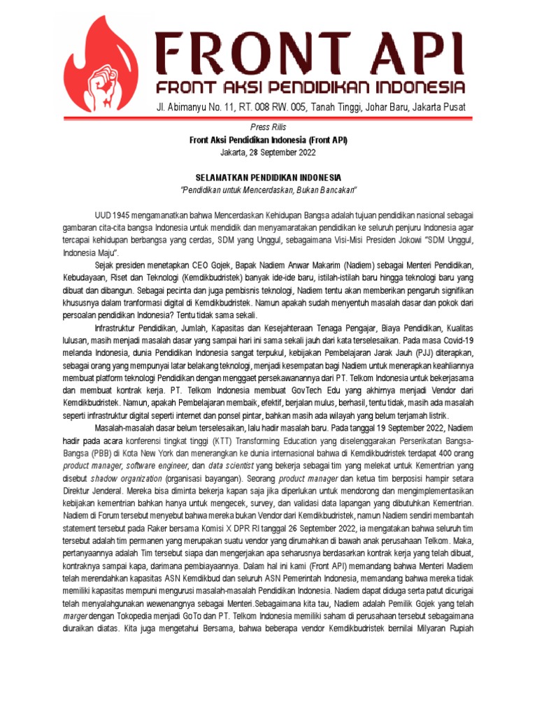 Press Rilis FRON API | PDF