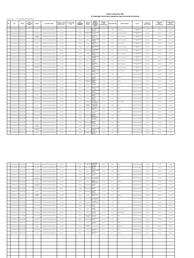 Update Data Non ASN Dan EKS THK II | PDF