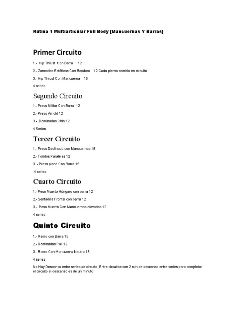 Rutina 1 Multiarticular Full Body | PDF
