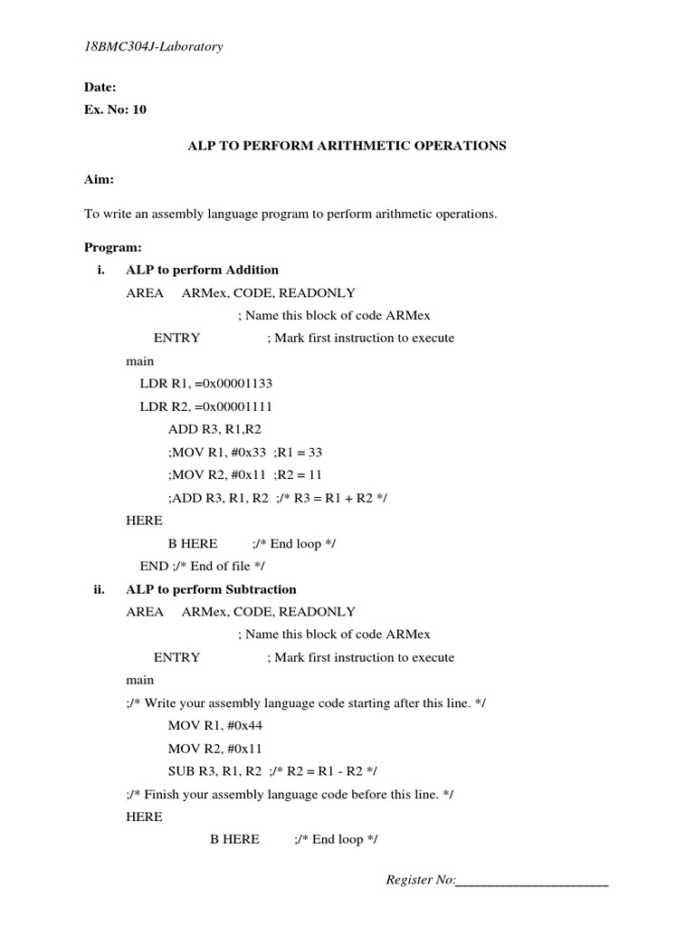 Expp 10 | PDF | Assembly Language | Classes Of Computers