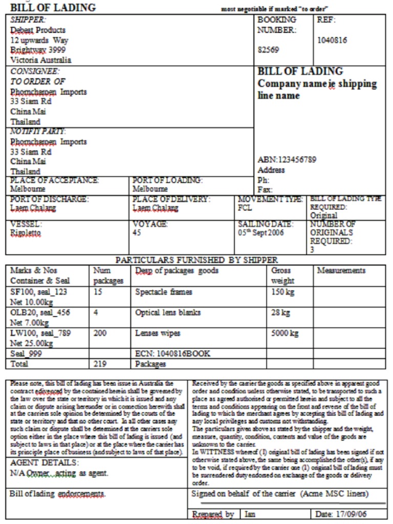 PDF - Bill of Lading | PDF