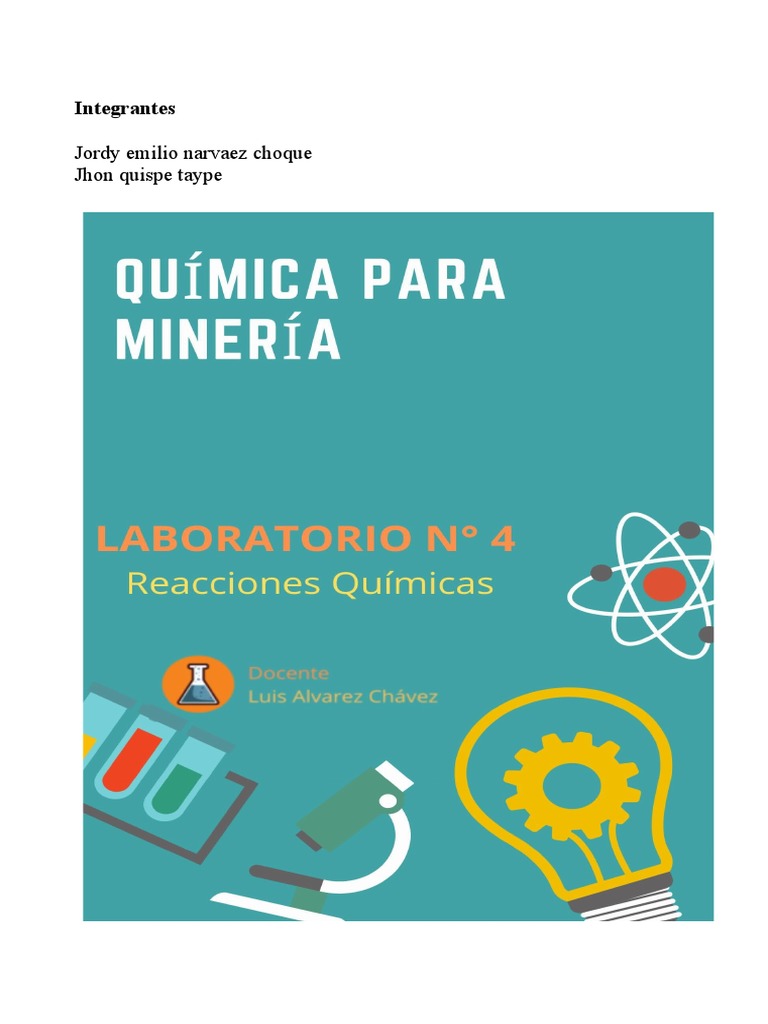 Guía Del Laboratorio 4. Reacciones Químicas | PDF | Redox | Compuestos químicos