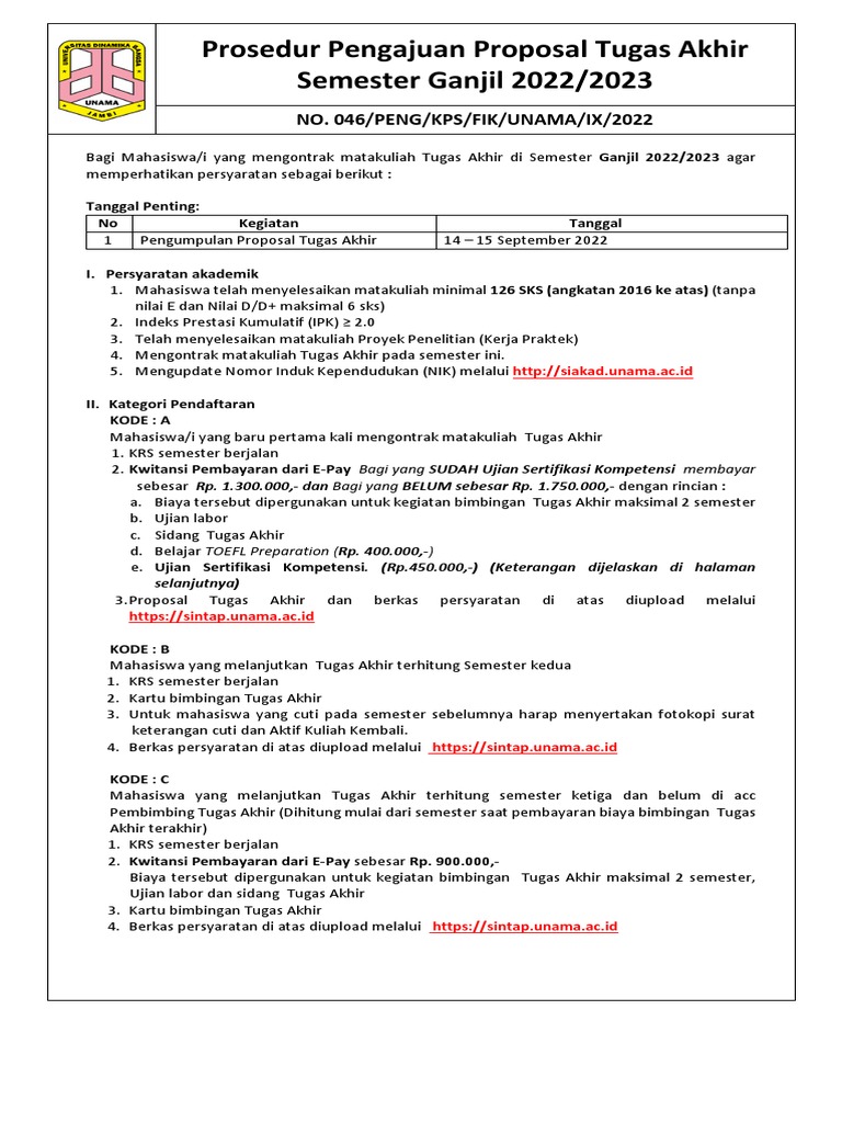 Prosedur Pengajuan Proposal Skripsi Semester GANJIL 2022 2023 | PDF