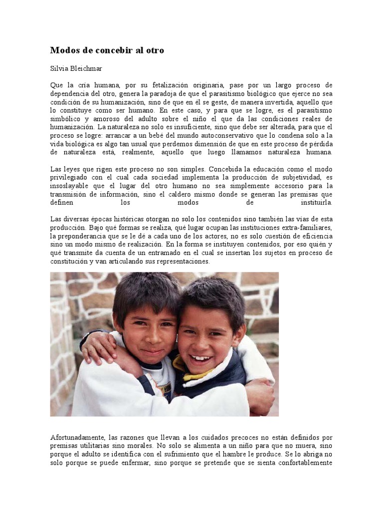 1 1 Modos de Concebir Al Otro S Bleichmar | PDF | Subjetividad ...