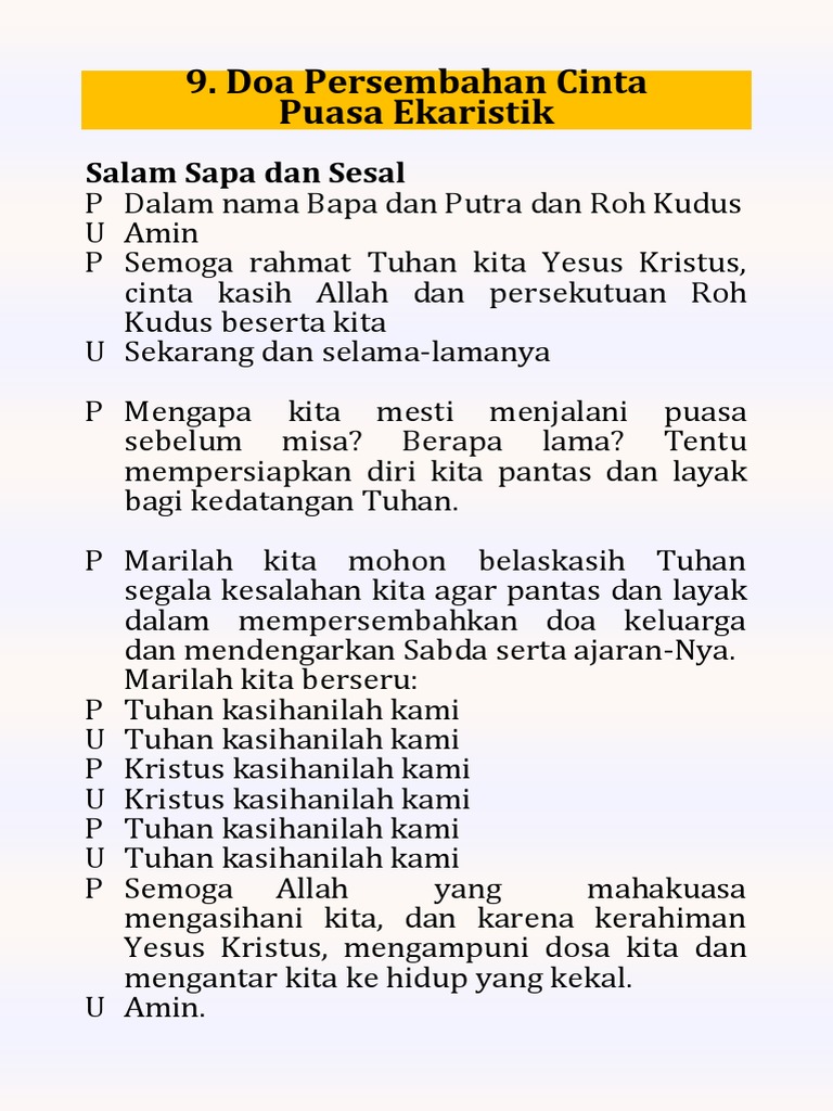 DOA Kekuatan Iman Doa Persembahan Puasa Ekaristik | PDF