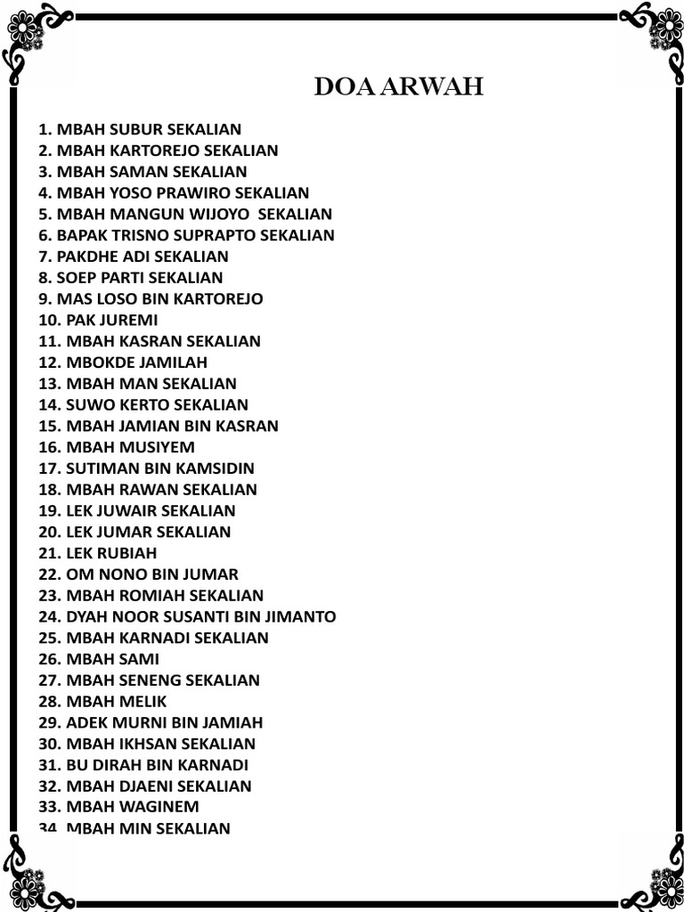 Doa Arwah untuk Para Almarhum | PDF | Perjalanan