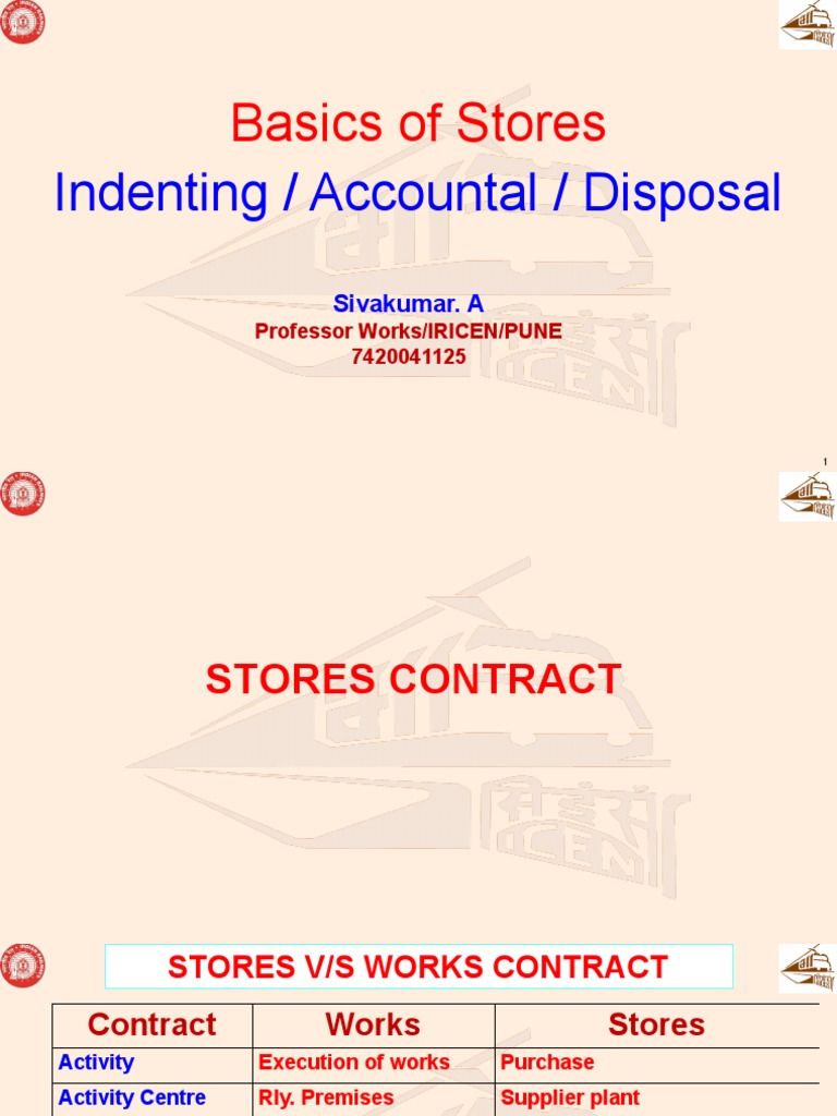 Issues Related To Store - Indenting Accountal Disposal | PDF | Rail ...