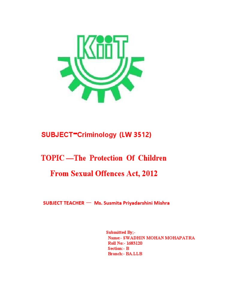 The Protection of Children From Sexual Offences Act, 2012 | PDF | Sexual Assault | Assault