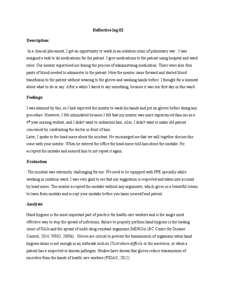 Reflective Log 02 Description | PDF | Nursing | Patient