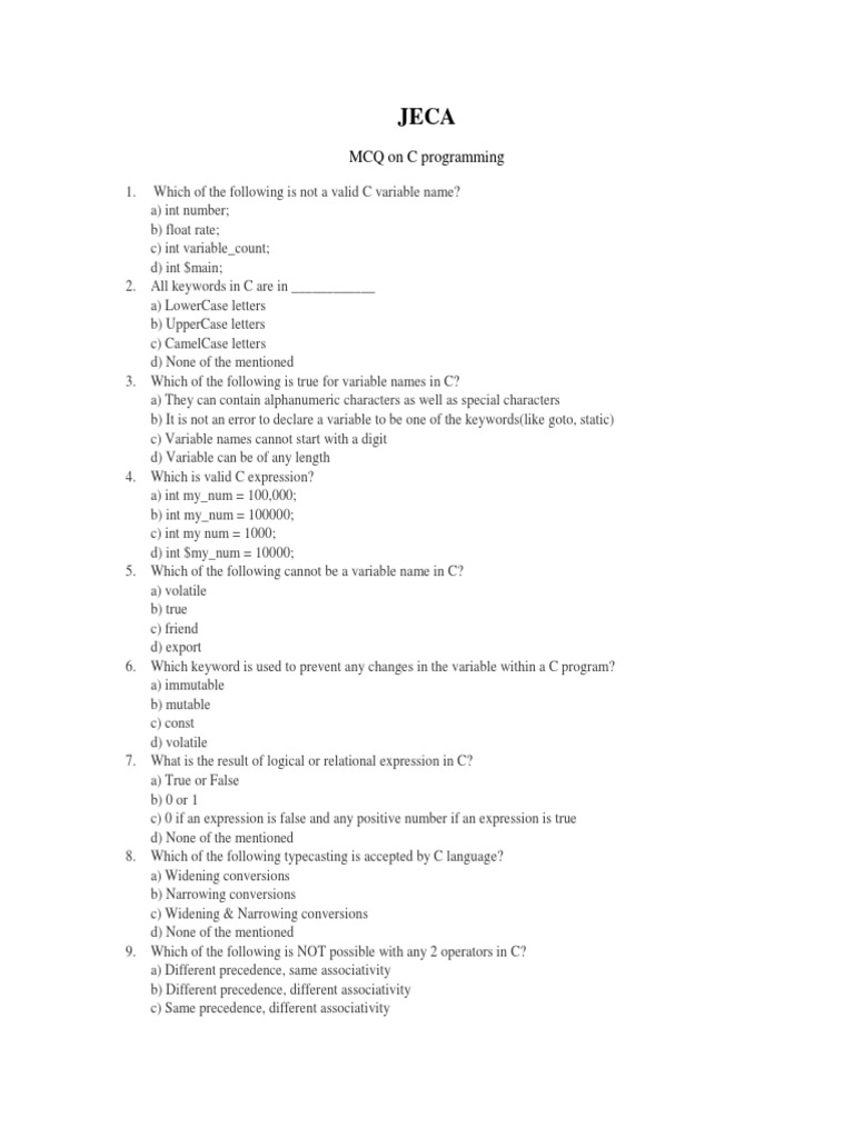 C Mcq Pdf Pointer Computer Programming Software Development