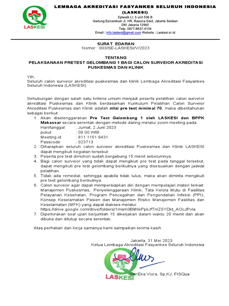 Surat Edaran 3 LASKESI | PDF | Kesehatan Holistik