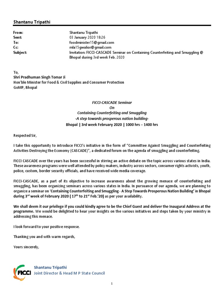 Invitation To Hon'ble Minister | PDF
