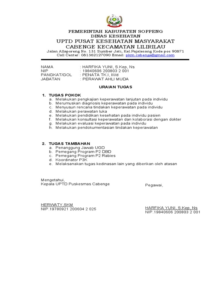 Format Uraian Tugas | PDF