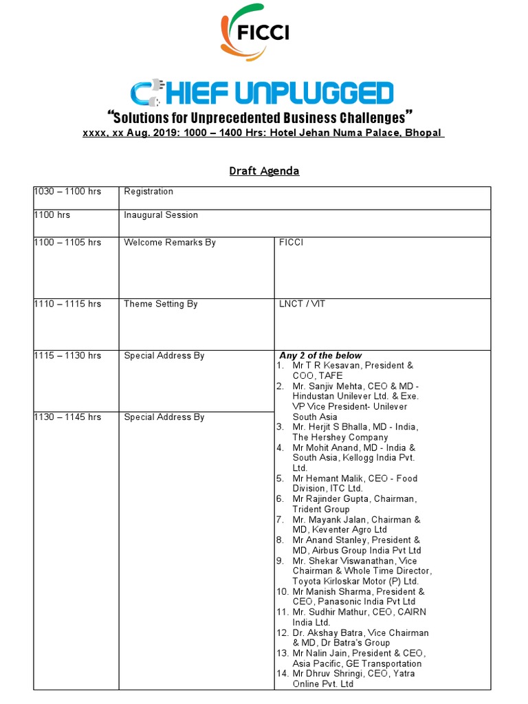 Draft Agenda Pdf Economy Of India Companies