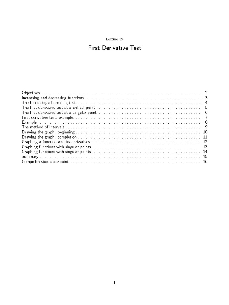 Lecture 19 Handout Pdf Maxima And Minima Function Mathematics