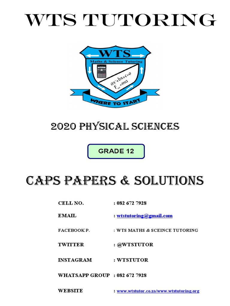 2020 Wts 12 Physical Sciecnces Guide Q S | PDF