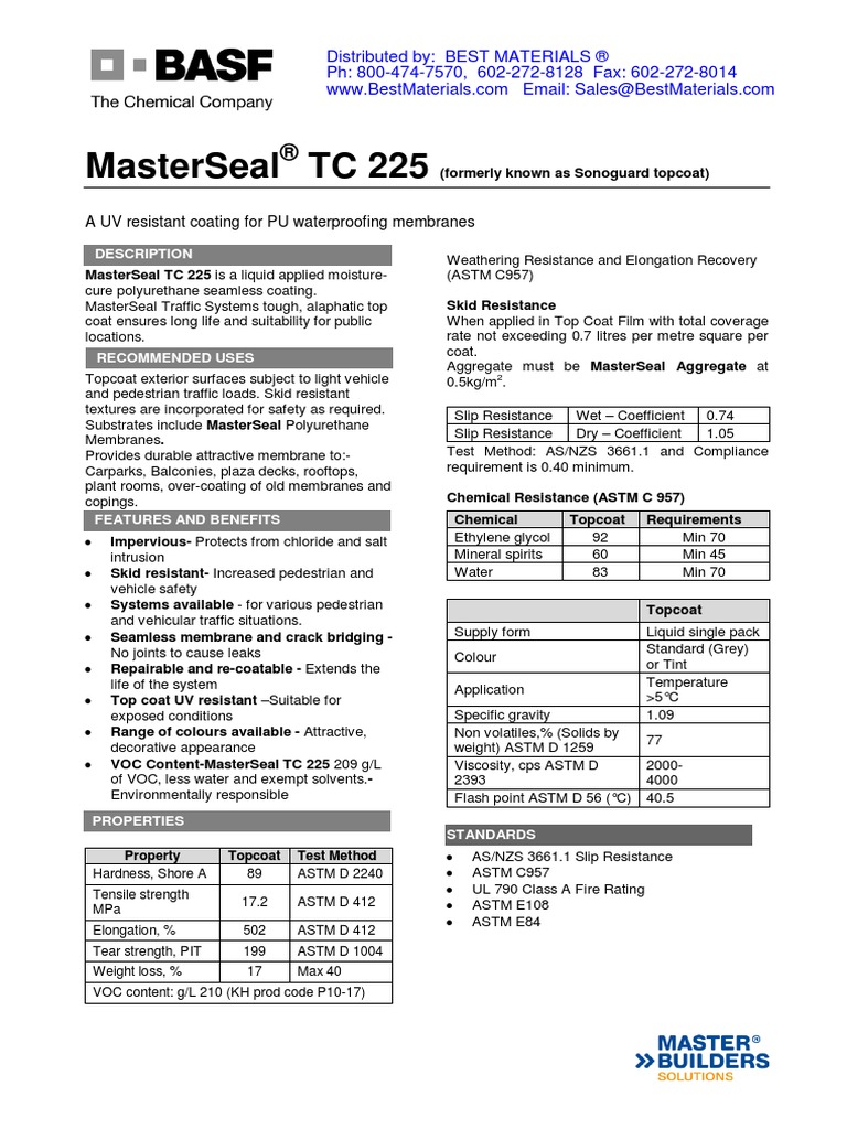 Basf Masterseal tc225 Tds | PDF