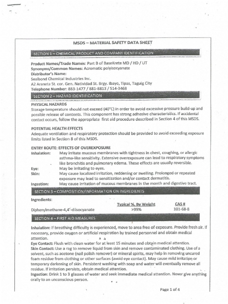 Basekrete MD HD Msds | PDF