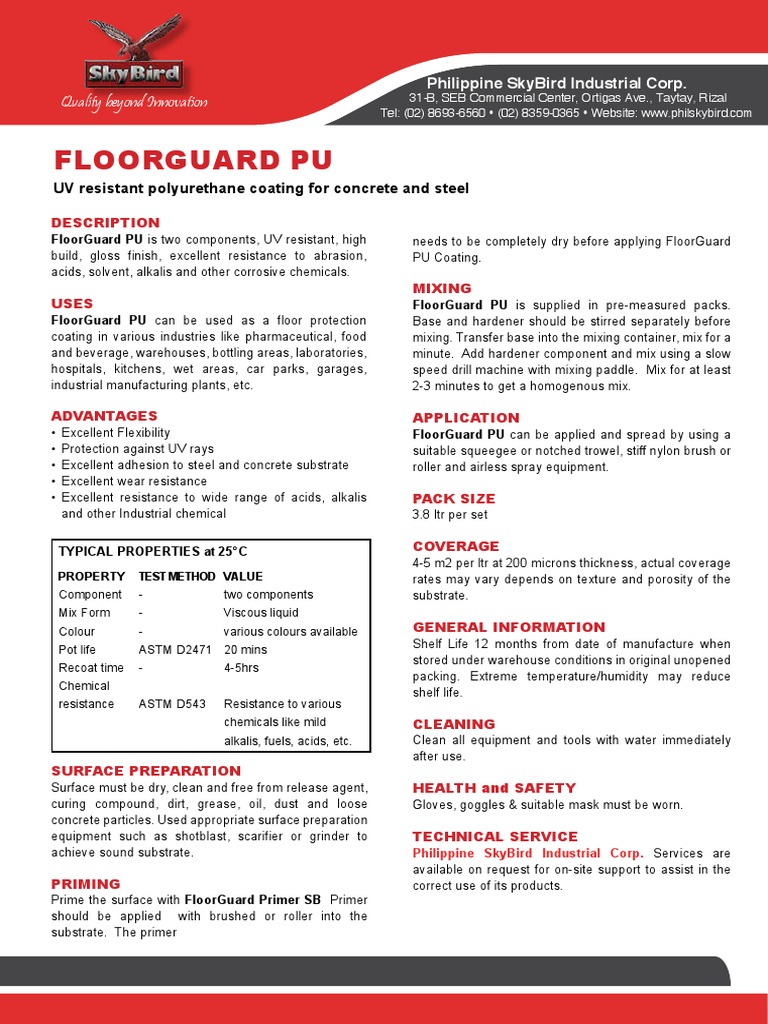 Floorguard Pu Skybird | PDF | Concrete | Epoxy