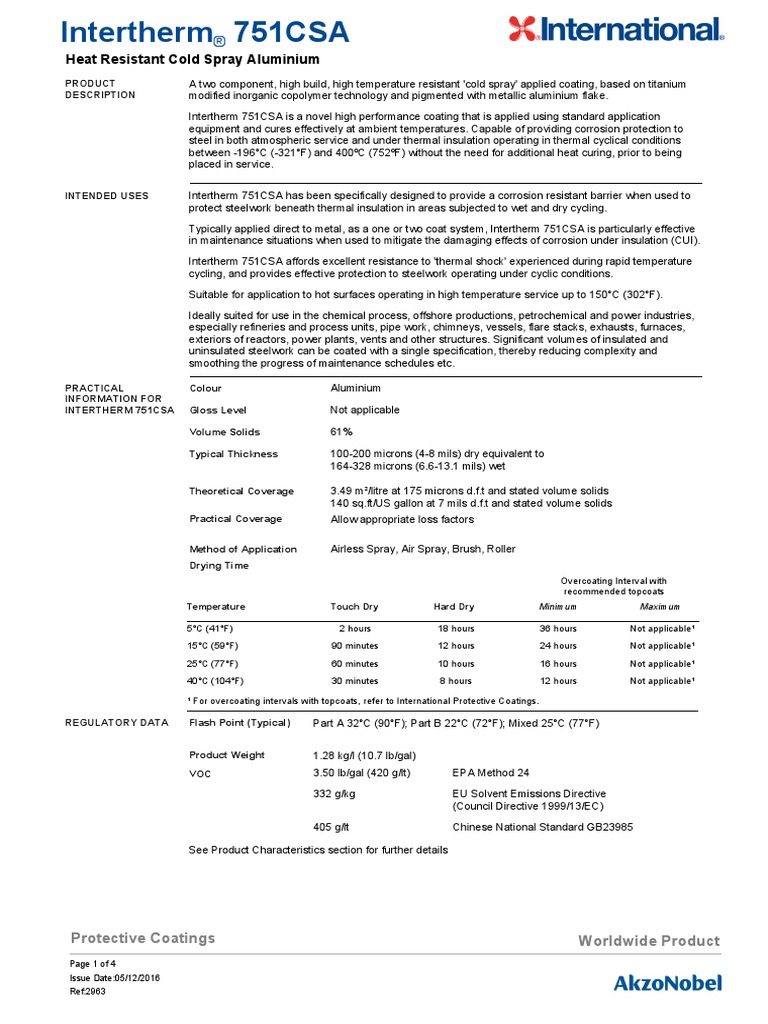 Intertherm 751 | PDF | Thermal Insulation | Corrosion