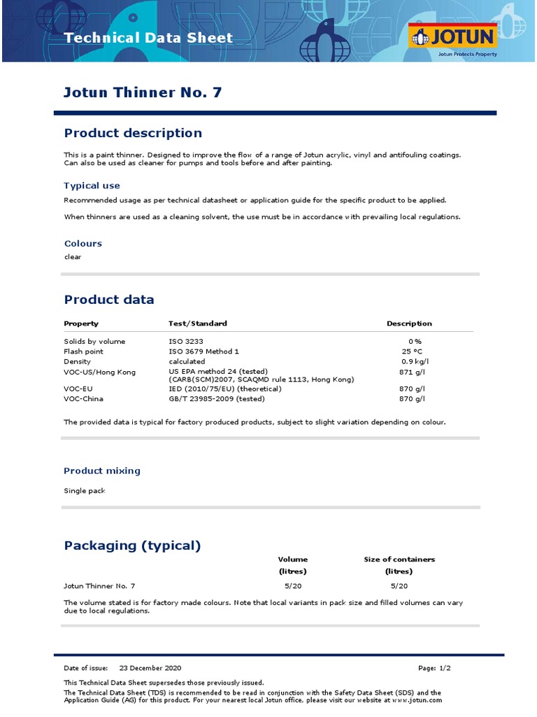 TDS 561 Jotun Thinner No. 7 Euk GB | PDF | Paint | Physical Sciences