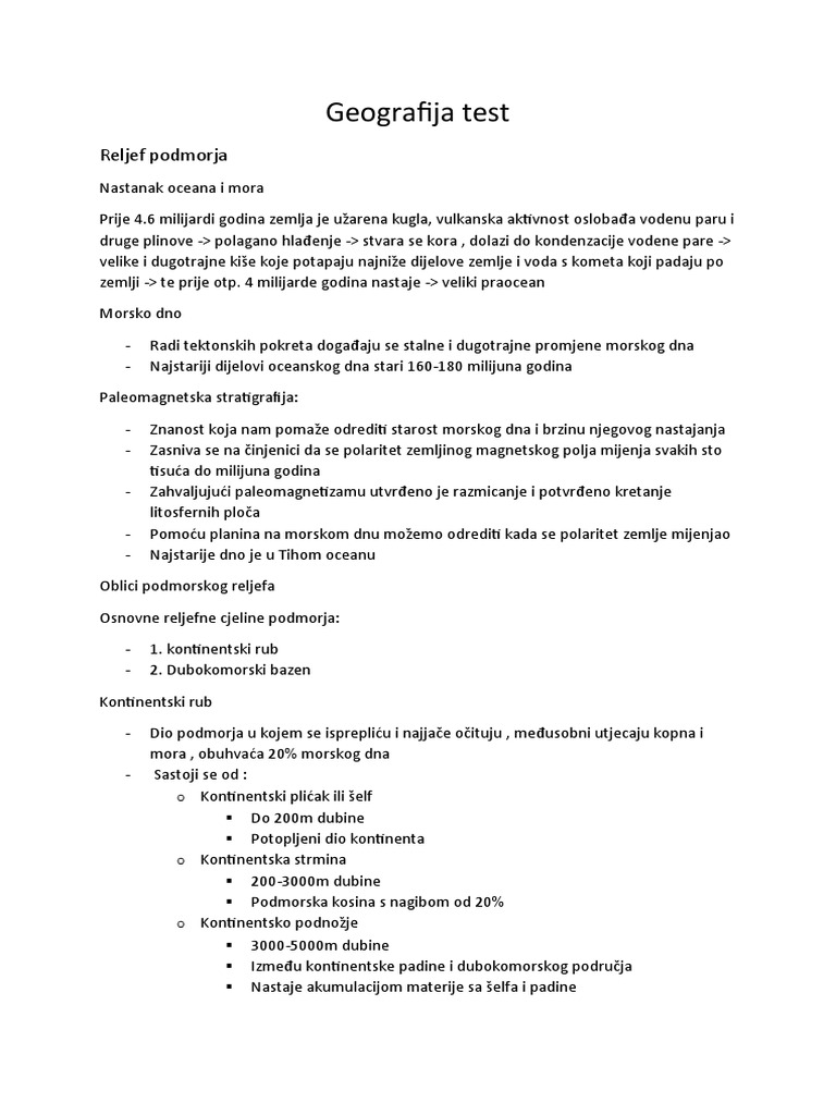 Geografija test - MORE 26.1.2023 | PDF