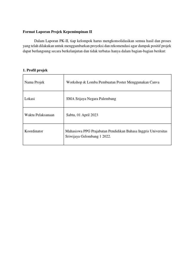 Format Laporan Projek Kepemimpinan II - UTS | PDF Format Laporan Projek Kepemimpinan II - UTS | PDF