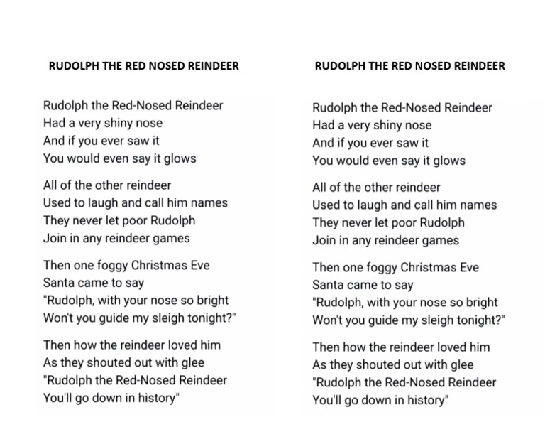 LETRA RUDOLPH THE RED NOSED REINDEER | PDF