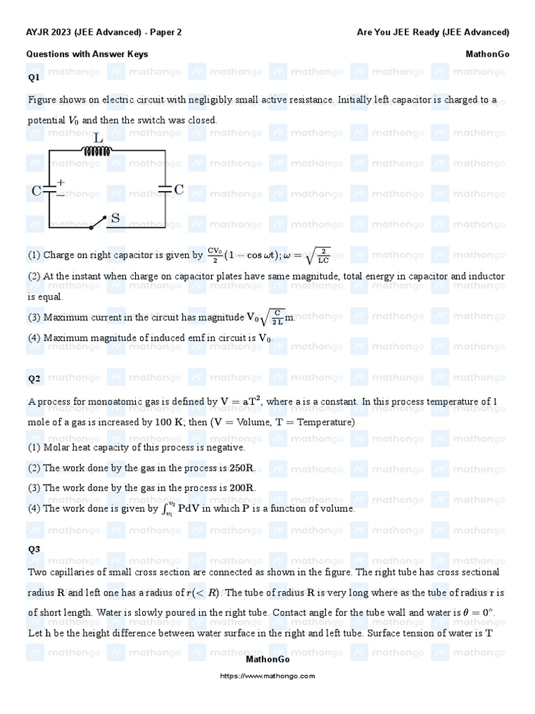 AYJR 2023 (Advanced) Paper 2 With Provisional Answer Keys | PDF