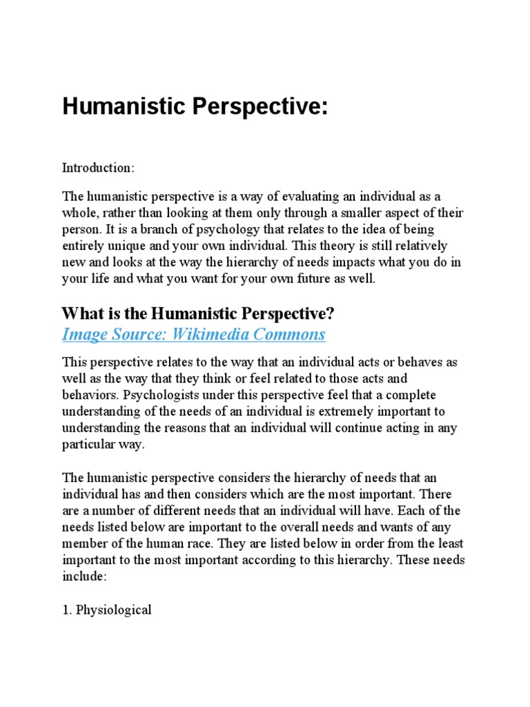 Humanistic Perspective | PDF | Self Actualization | Humanistic Psychology