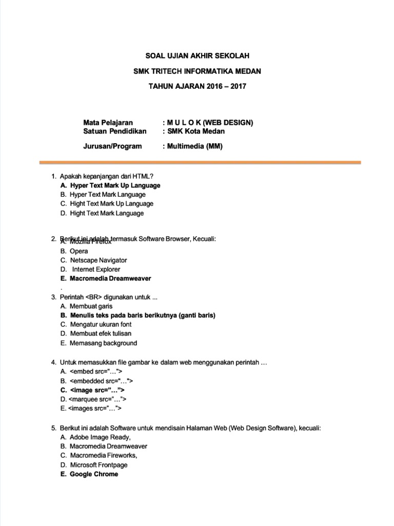 PDF Soal Uas Web Design 2017 - Compress | PDF