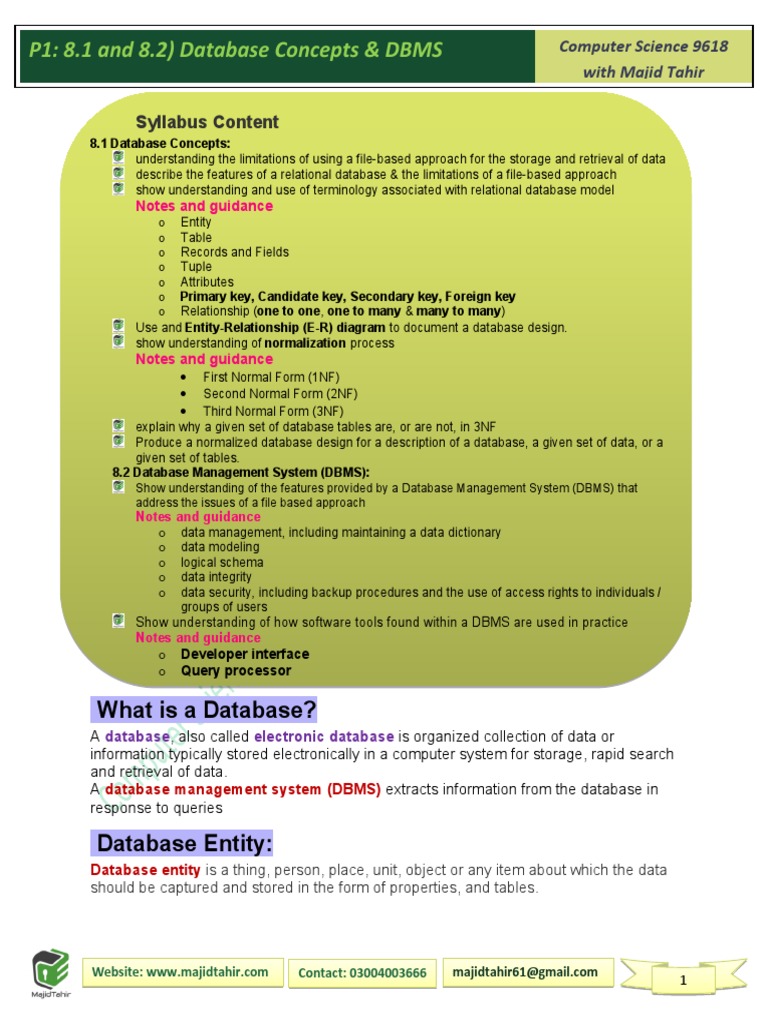 8.1, 8.2 Database | PDF | Databases | Relational Database