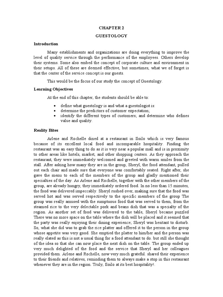 QSM Chapter 2 | PDF | Waiting Staff | Customer